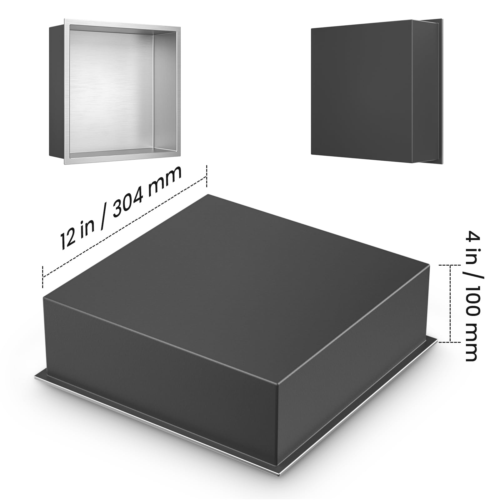 Snapklik.com : EXF Brushed Stainless Steel Shower Niche 12 X 12
