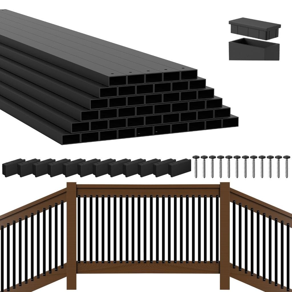 Snapklik.com : 25 Pack 38" Black Aluminum Rectangle Deck Balusters