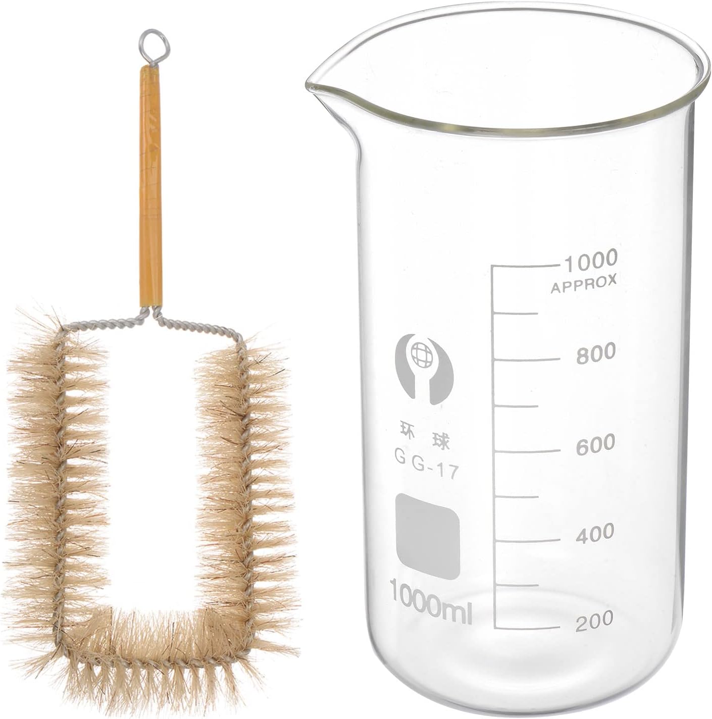 PATIKIL 1000ml Tall Form Glass Beaker with Brush, 3.3 Borosilicate ...