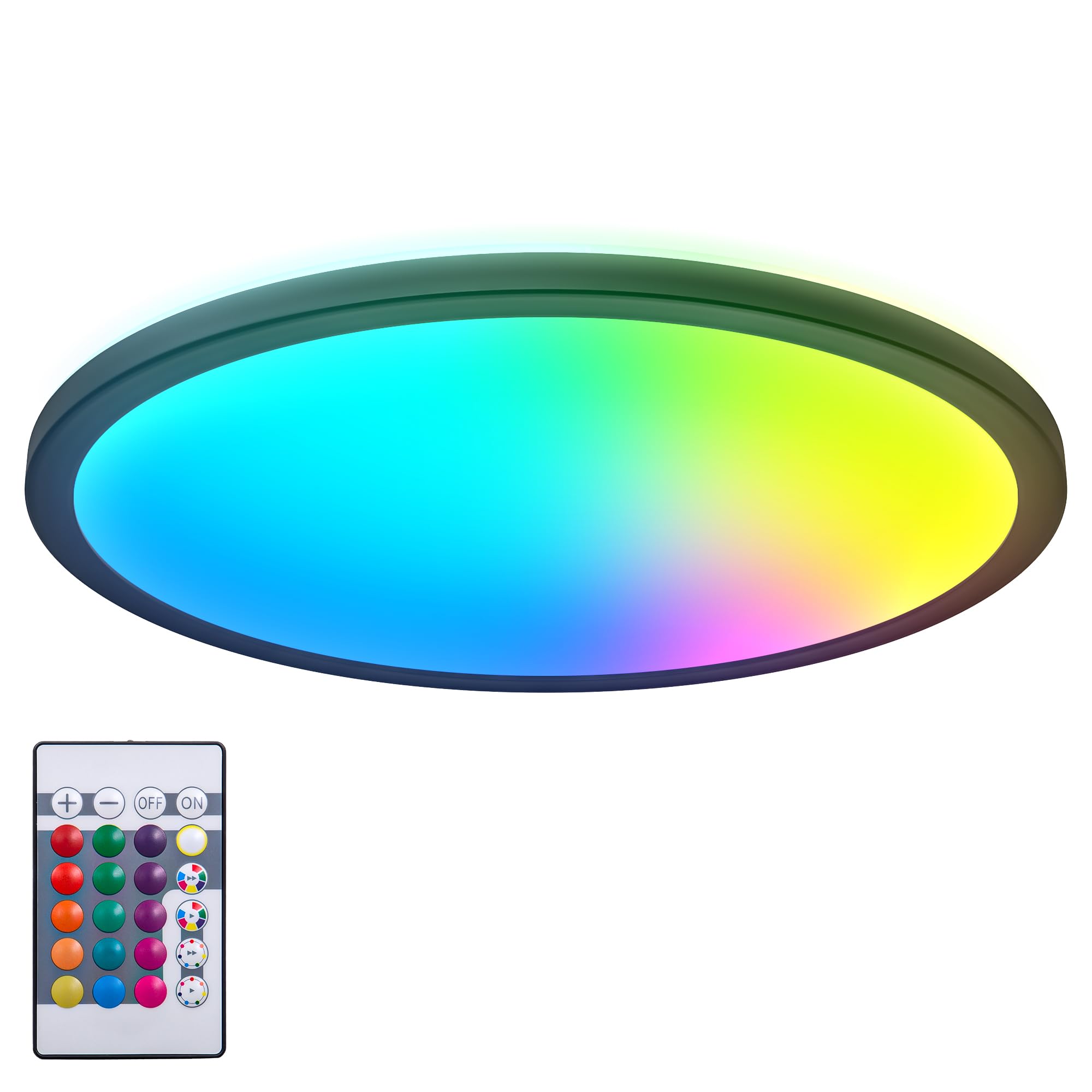 B.K.Licht I Round RGB LED Ceiling lamp I Ultra Flat LED Panel I Colour ...