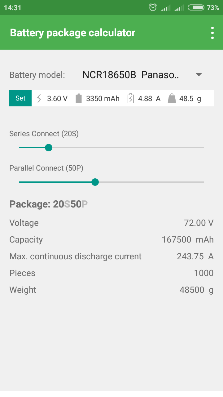 Battery Package Calculator - App on Amazon Appstore
