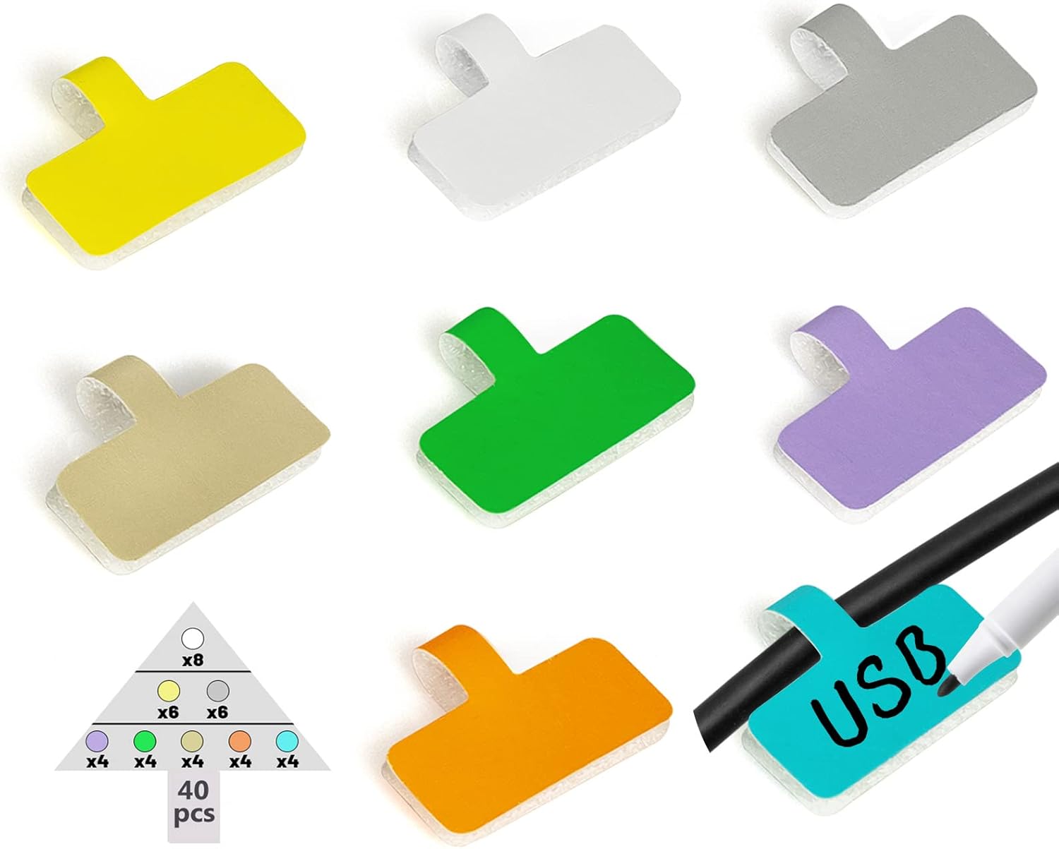 Amazon.com: 40 Pack Write On Cable Labels, HASA zone Multicolor (8 ...