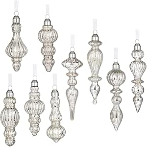 Amazon.com: Glass Christmas Ball Drop Finial Ornaments Holiday Trees ...