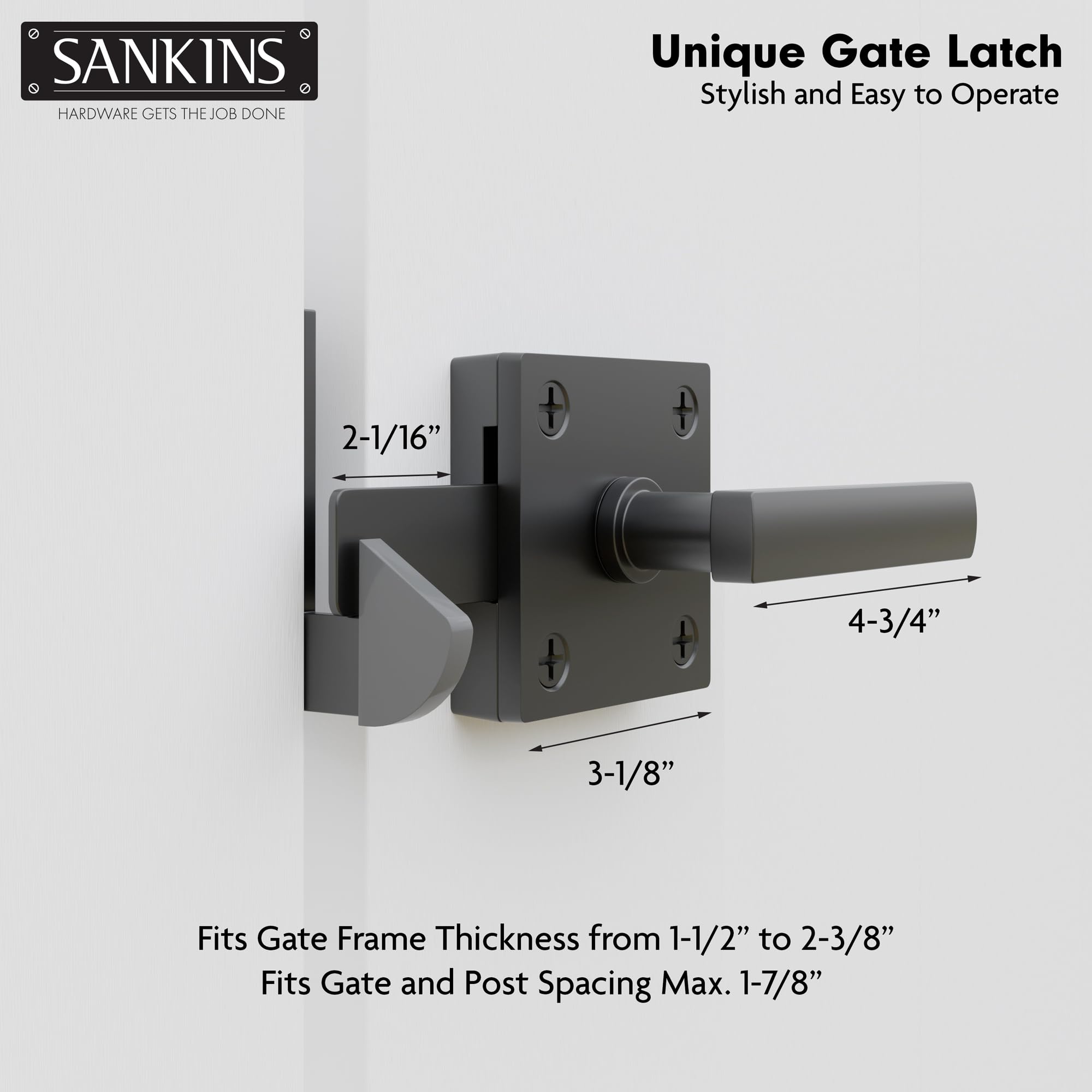 Snapklik.com : SANKINS Black Heavy Duty Double Side Gate Latch For ...