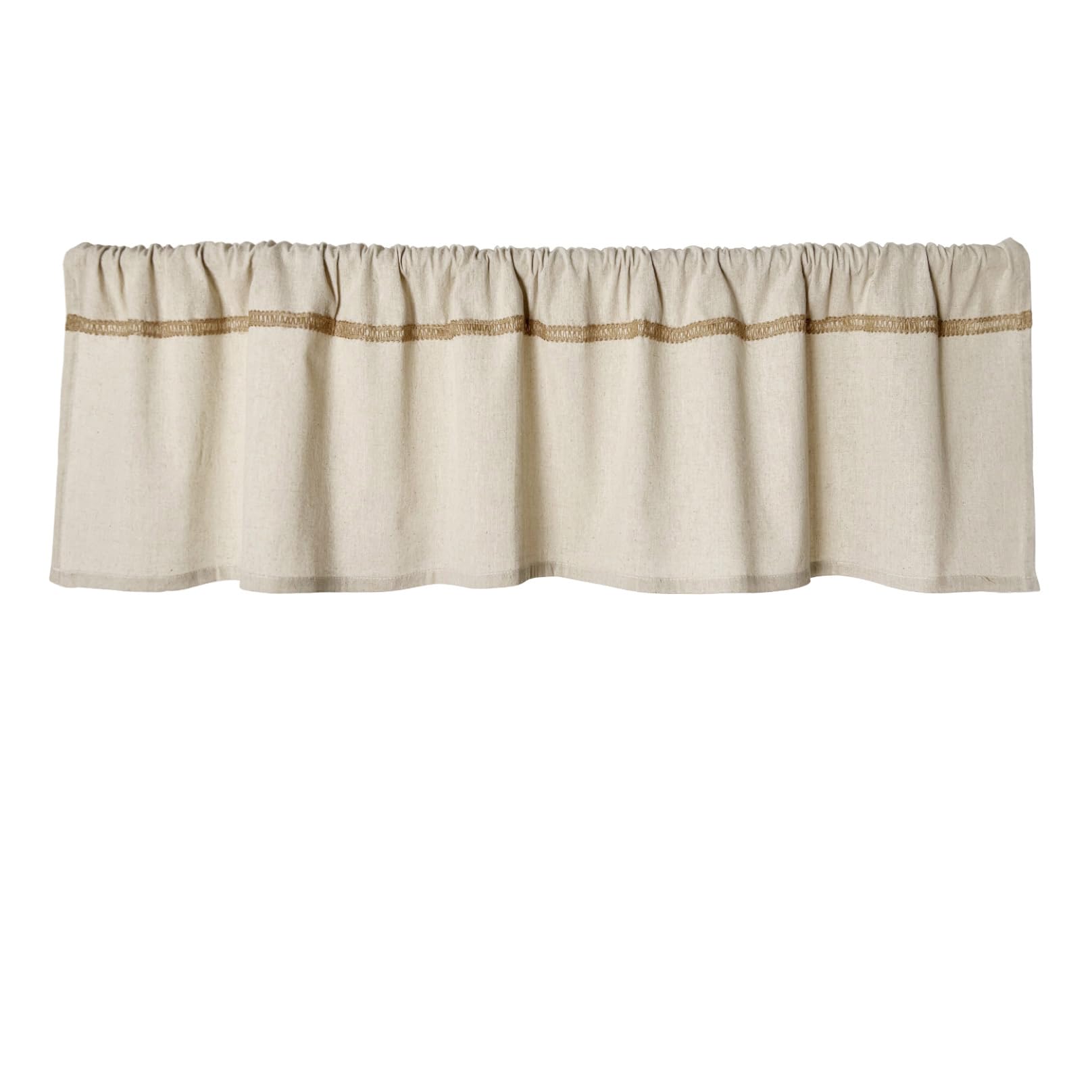 Amazon.com: Cotton Linen Valance for Windows with Burlap Lace Trim ...