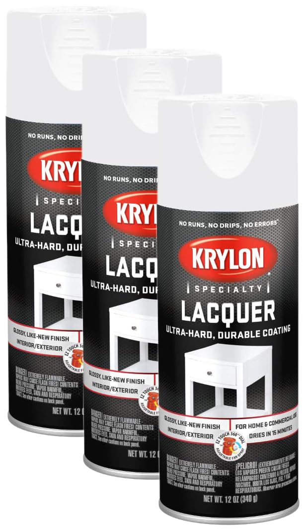 Krylon K07031777 Gloss White Lacquer Spray, 12 oz. (Pack of 3) - Amazon.com