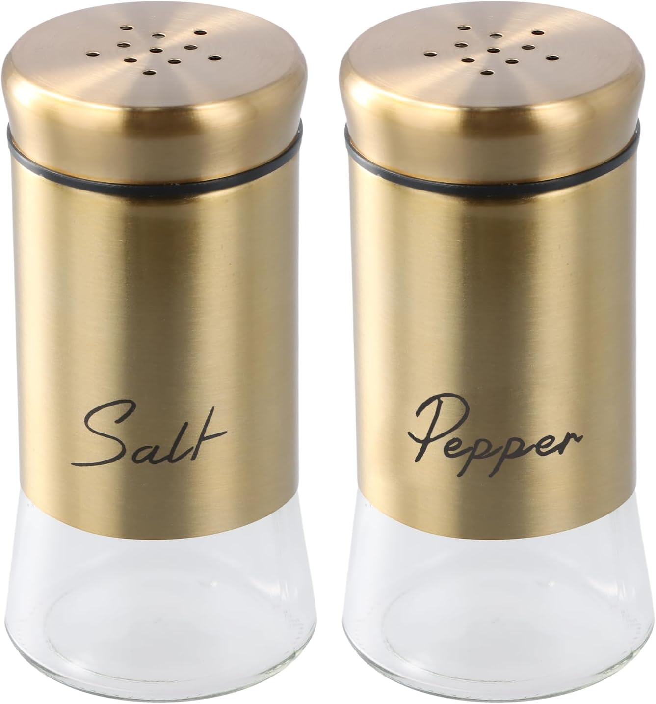 Chstarina Pack of 2 Gold Salt Pepper Shakers 150ml, 11.5X 5.5cm ...