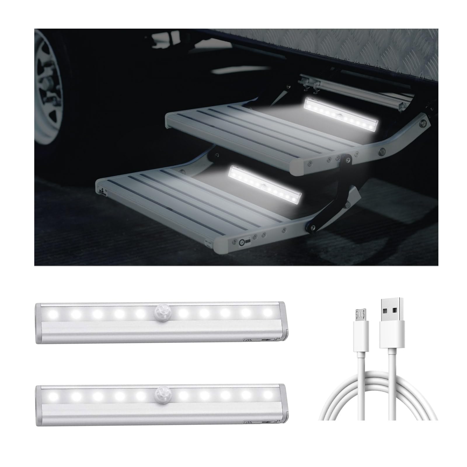 Amazon.com: Ziciner 2 PCS Motion Activated RV Step Lights, 10 LED ...