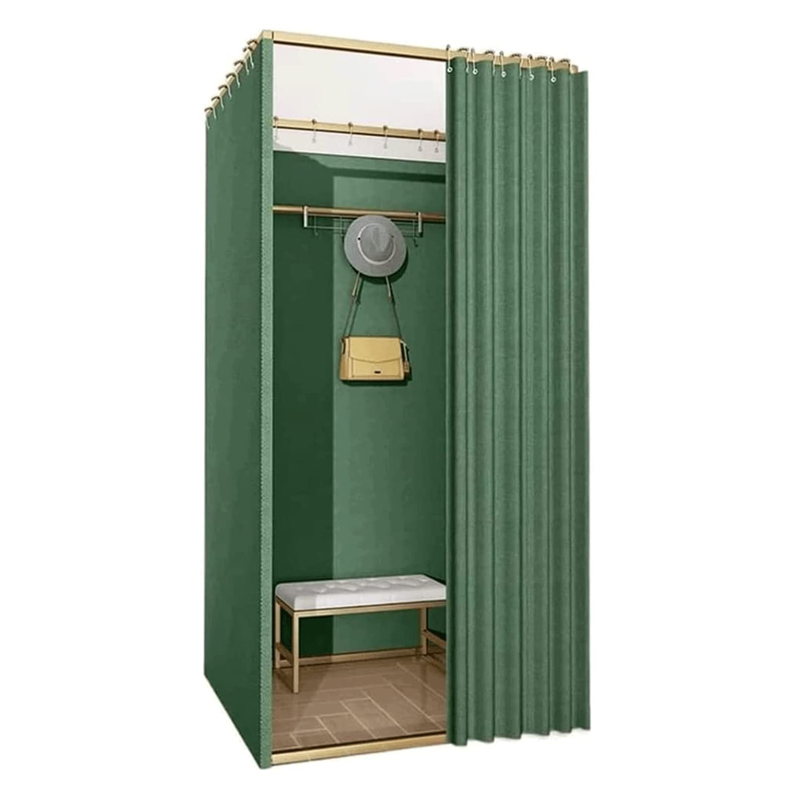 Buy GUAAJA Movable Clothing Store Fitting Room w/Shading Curtain and ...