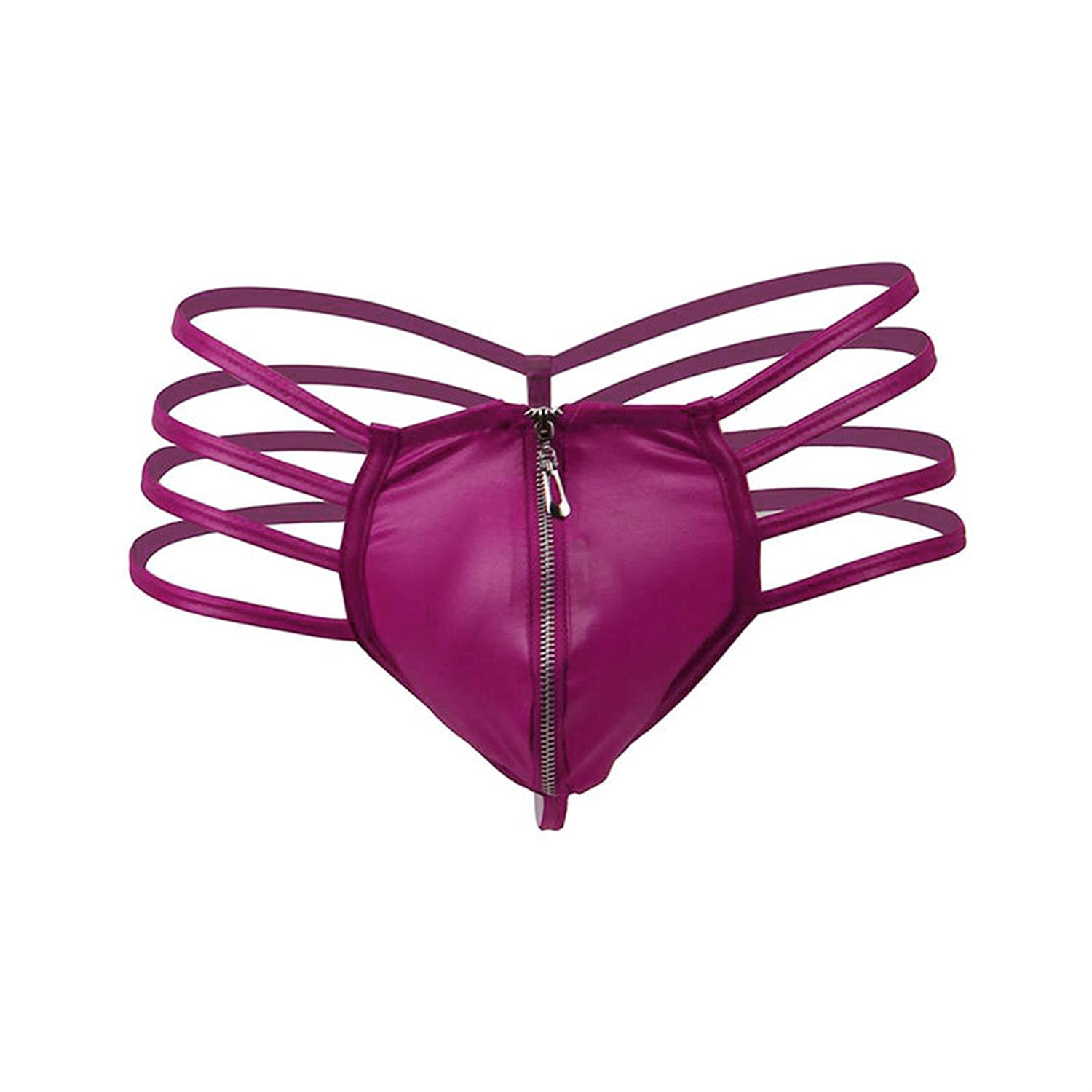 Buy Men's Backless Jockstrap Thong Sexy Zipper Open Front See-Through ...