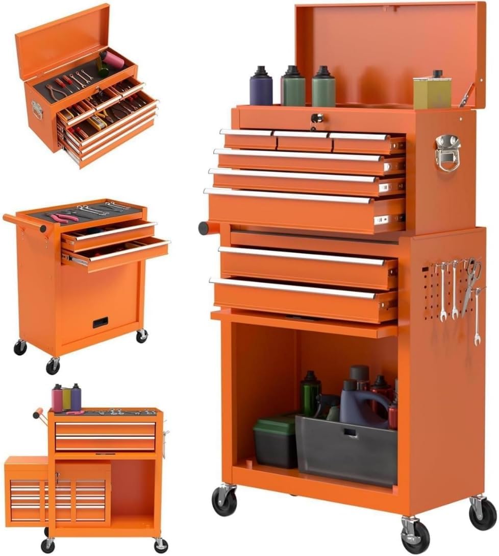 Pelnuies 8-Drawer Rolling Tool Chest with Wheels, Detachable Mechanic ...
