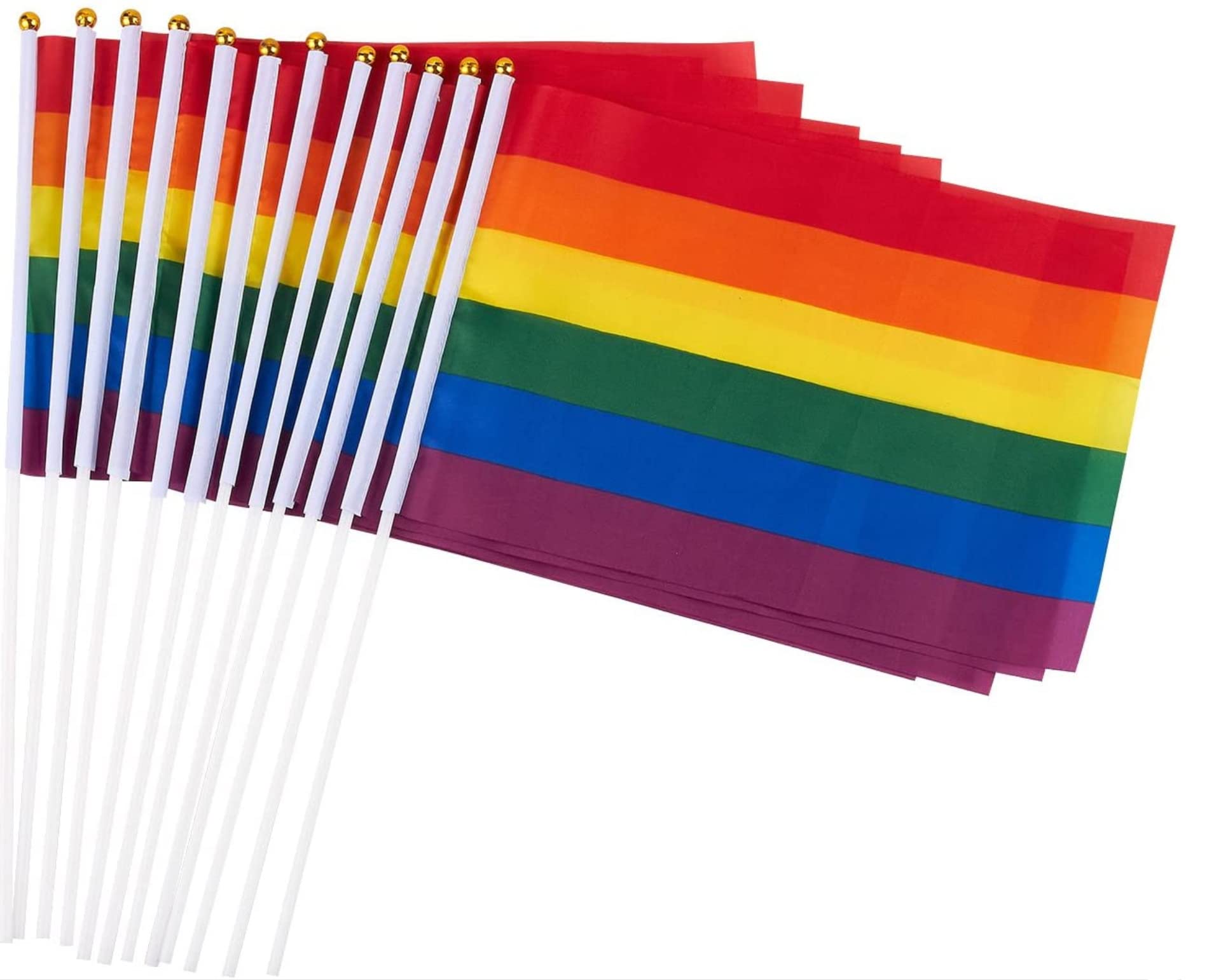 50 Pieces Small LGBT Gay Pride Stick Flag Mini Rainbow Flags Colorful ...