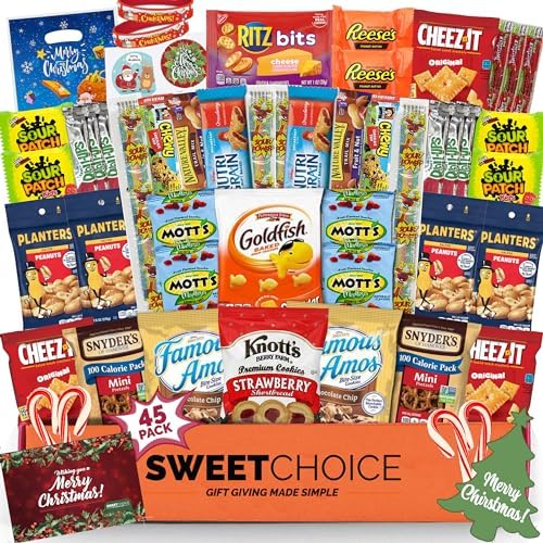 Amazon.com: Christmas Gift Basket Care Package (45 Count) Candy Snacks ...