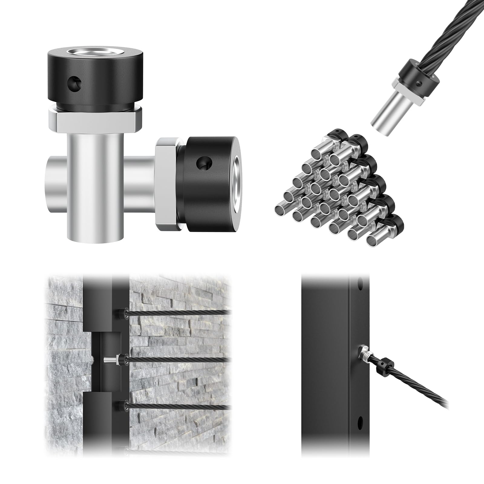 Snapklik.com : 20 Pack 3/16" Black Cable Railing Anchor Terminal, T316 ...