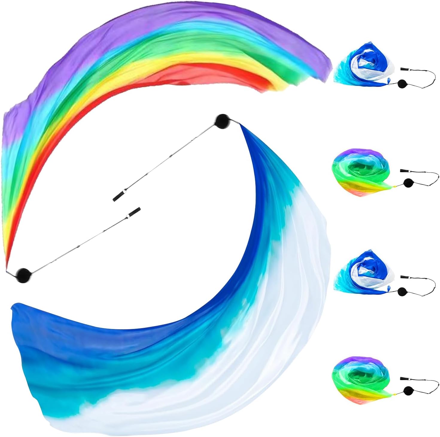 Amazon.com: 4 Pcs Dance Silk Veil Poi Silk Scarf with Poi Balls ...