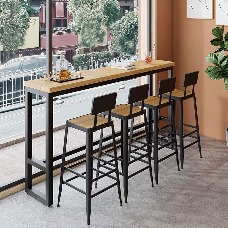 Amazon.com: RUNNUP Industrial Bar Table, Solid Wood Bar Height Table ...