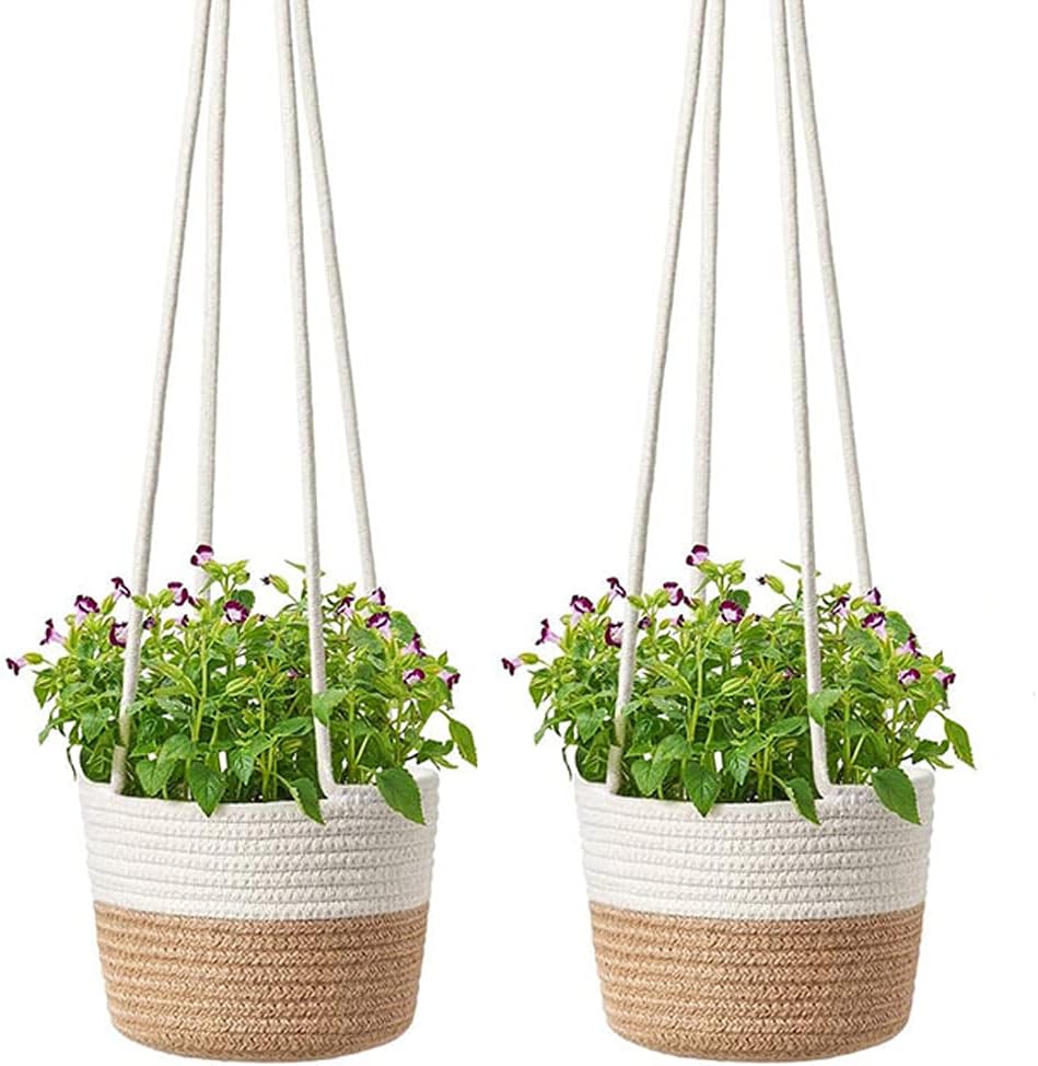 Amazon.com: Oaixuilhy 2 Pack Cotton Rope Hanging Planter Up to 7" Pot ...