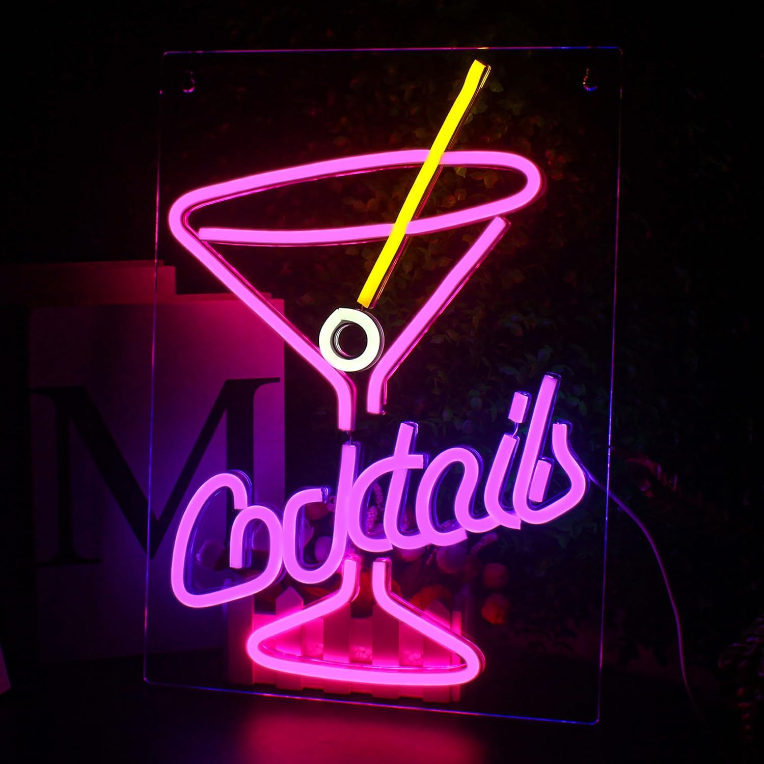Looklight Cocktails Neon Sign Bar Neon Signs for Wall Decor, Pink ...