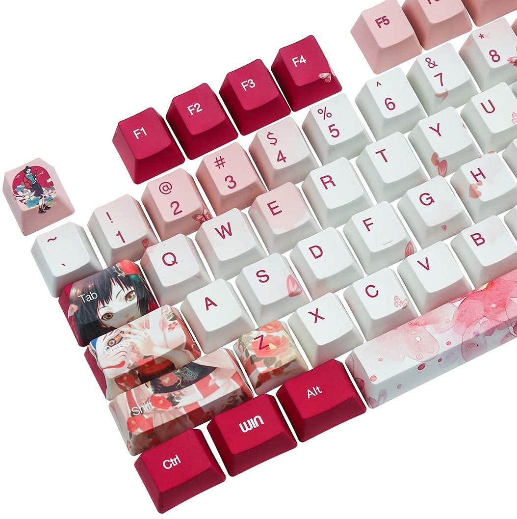 Buy COSTOM 108 Keys Peach Blossom Queen Upgrade Keycap Set OEM Profile ...