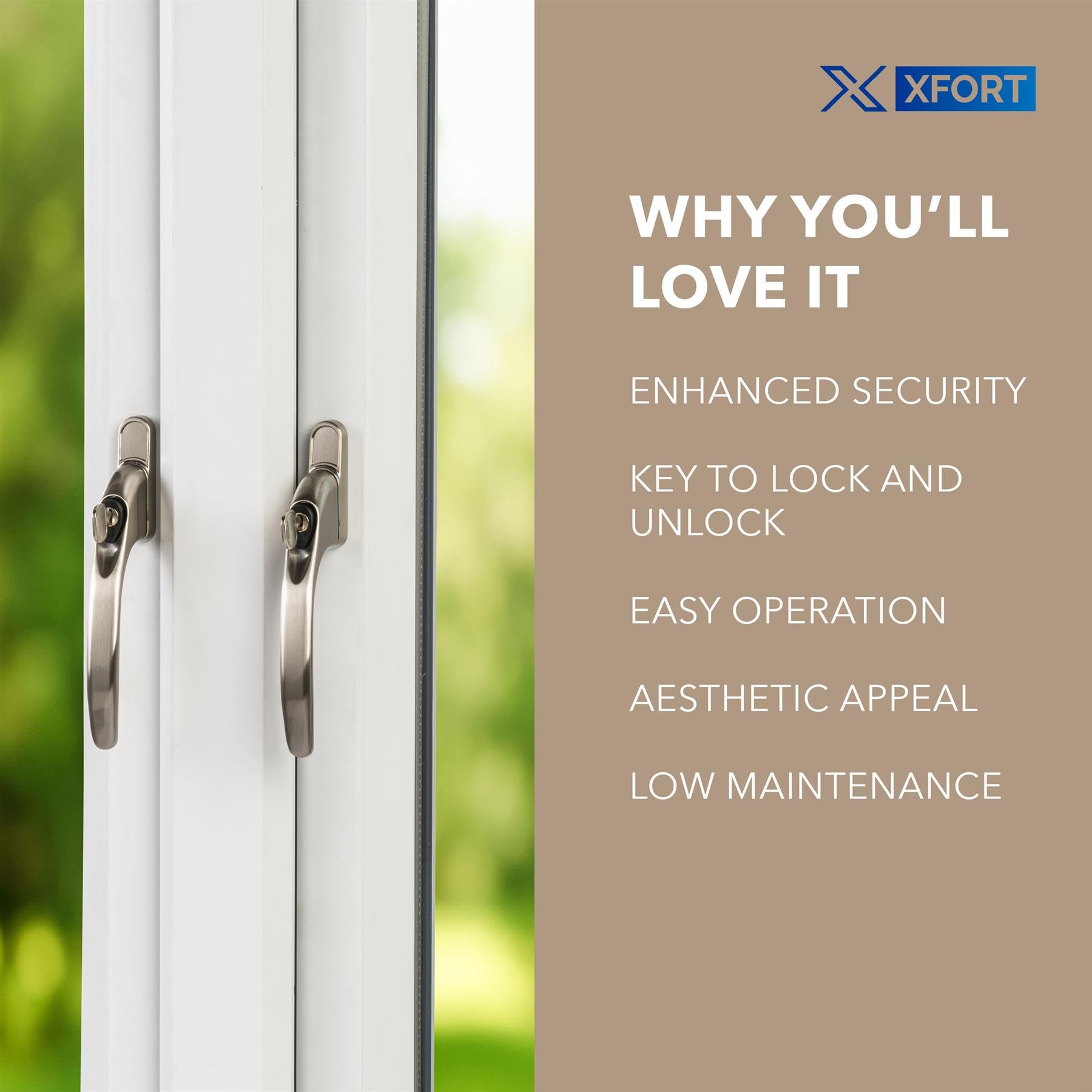 XFORT Key Locking Inline Window Handle Installation Kit in Satin Chrome ...