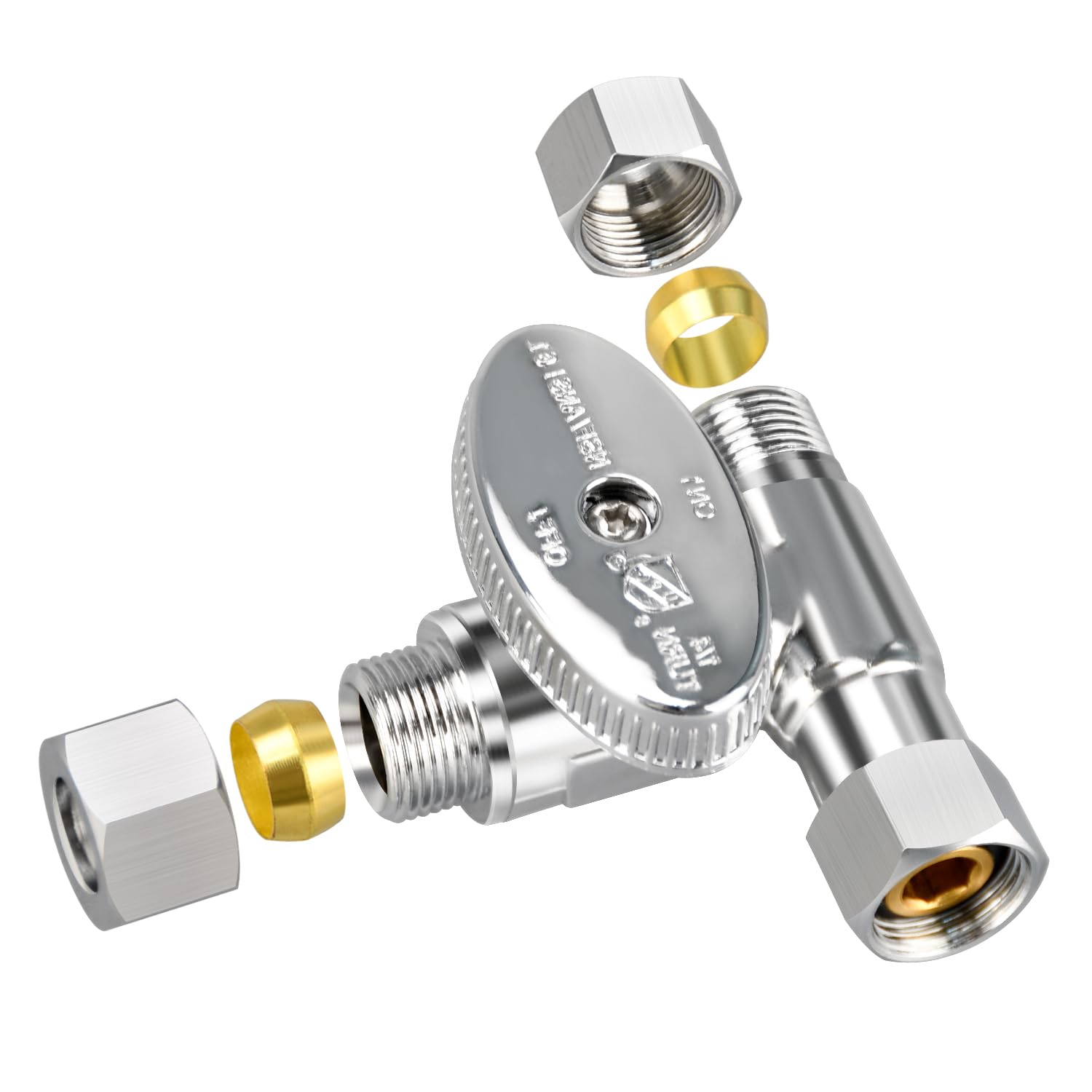 Tee Stop Valve, Add-A-Tee Valve 3/8" x 3/8" x 3/8", 1/4 Turn, Brass ...