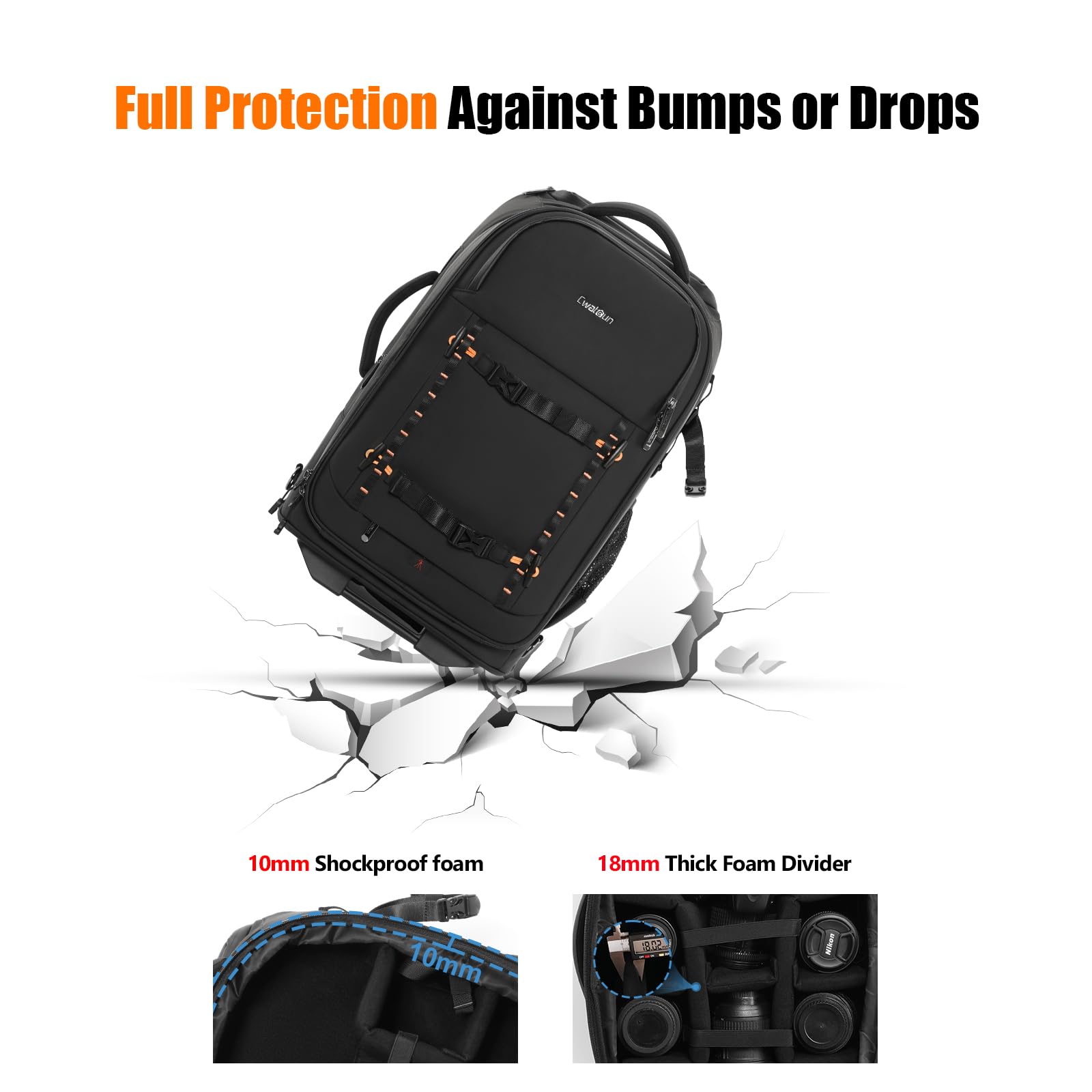 Snapklik.com : Rolling Camera Backpack,2-in-1 Convertible Trolley ...