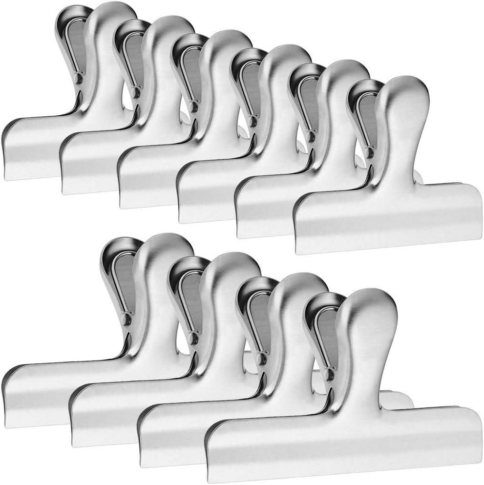 Amazon.com: Set of 8 Heavy Duty Stainless Steel Bag Clips, SourceTon 3 ...
