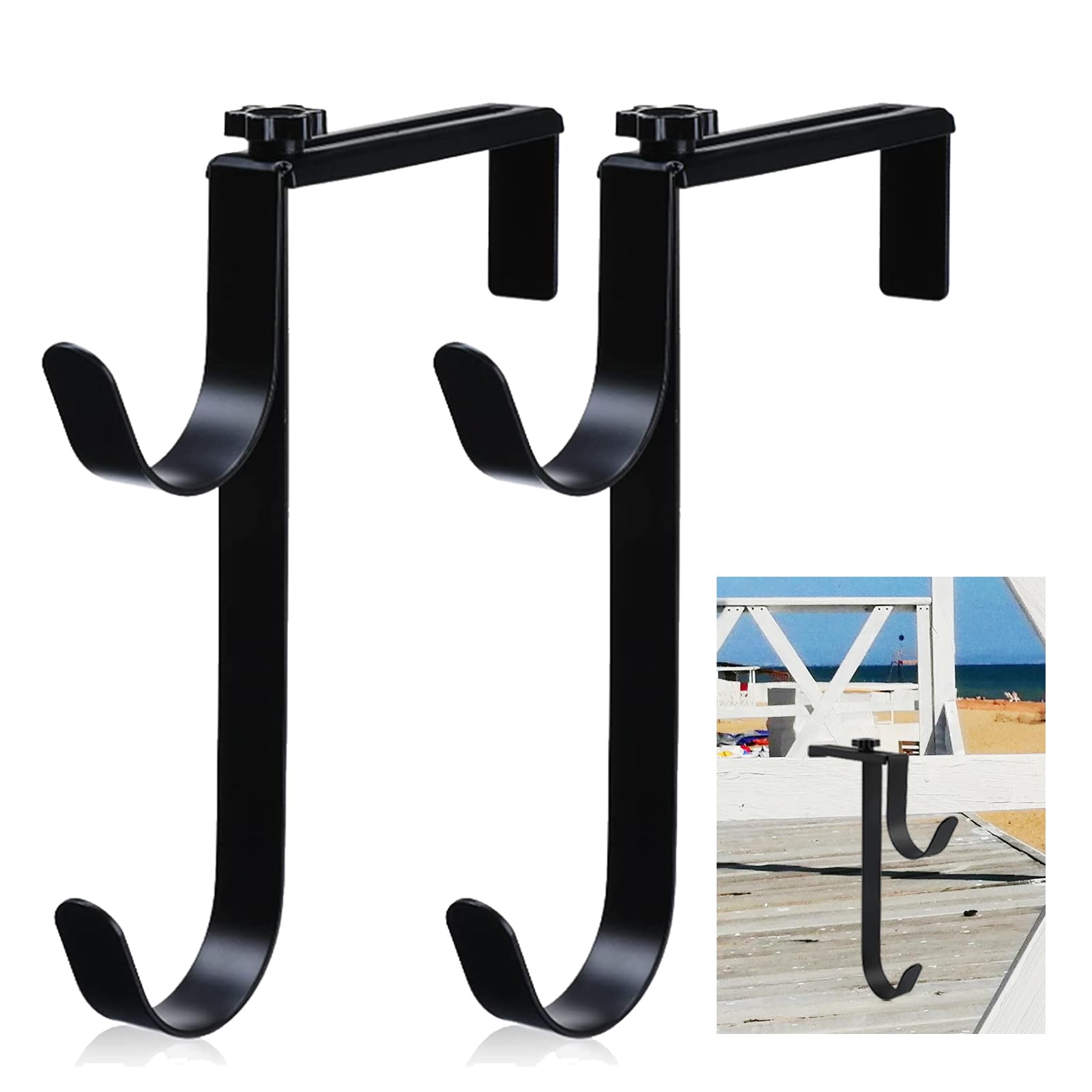 2PCS Ajustable Metal Pool Pole Hooks, Heavy Duty Rustproof Fence Hooks ...