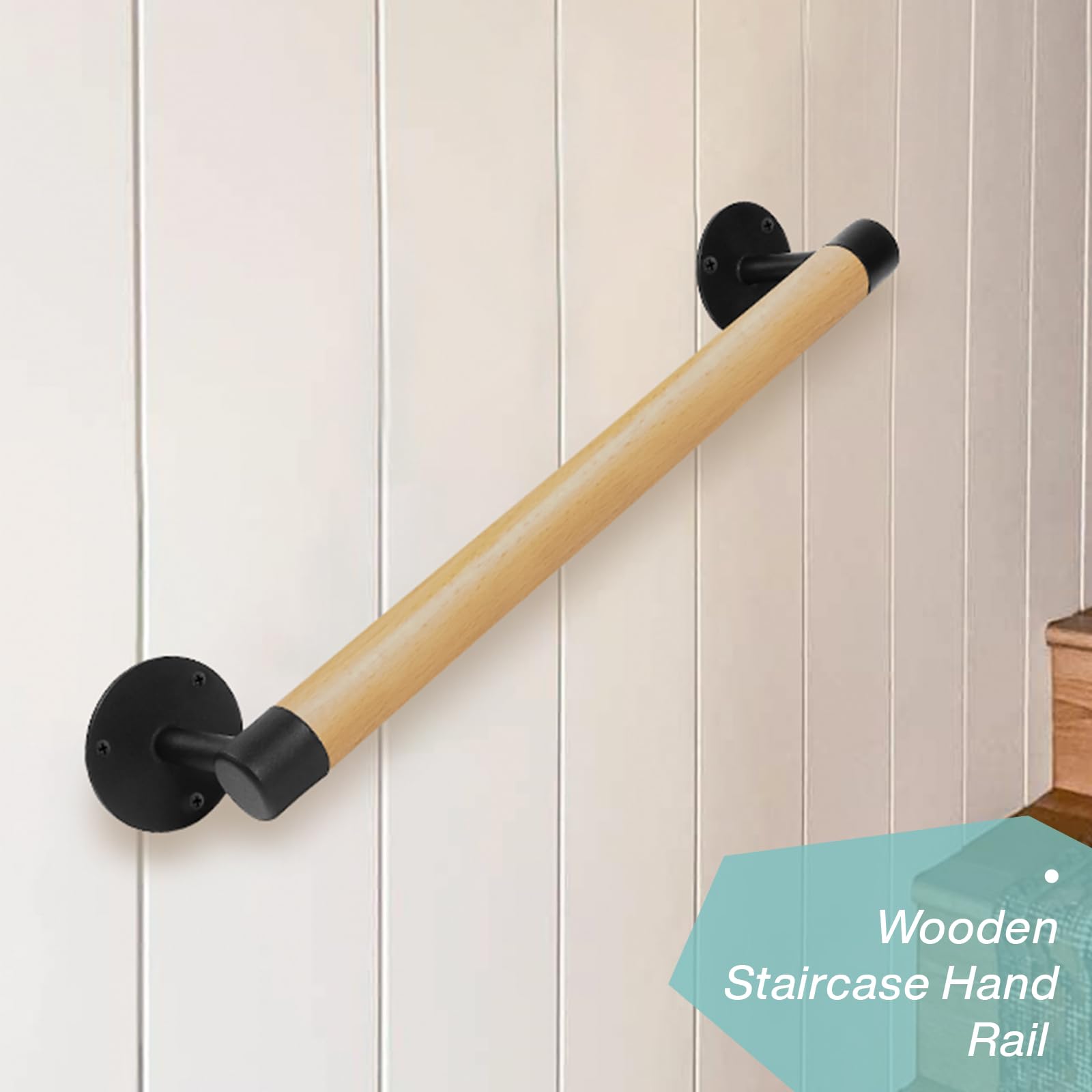 Snapklik.com : Purife 18 Inch Real Wood Grab Bar Hand Rails For Indoor ...