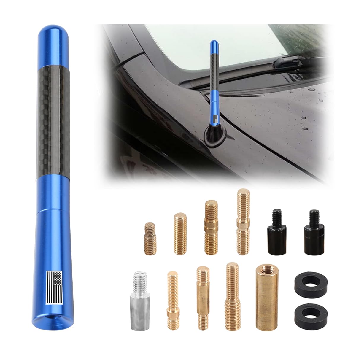 Amazon.com: BESULEN Car Short Antenna, 4.7 Inch Carbon Fiber American ...