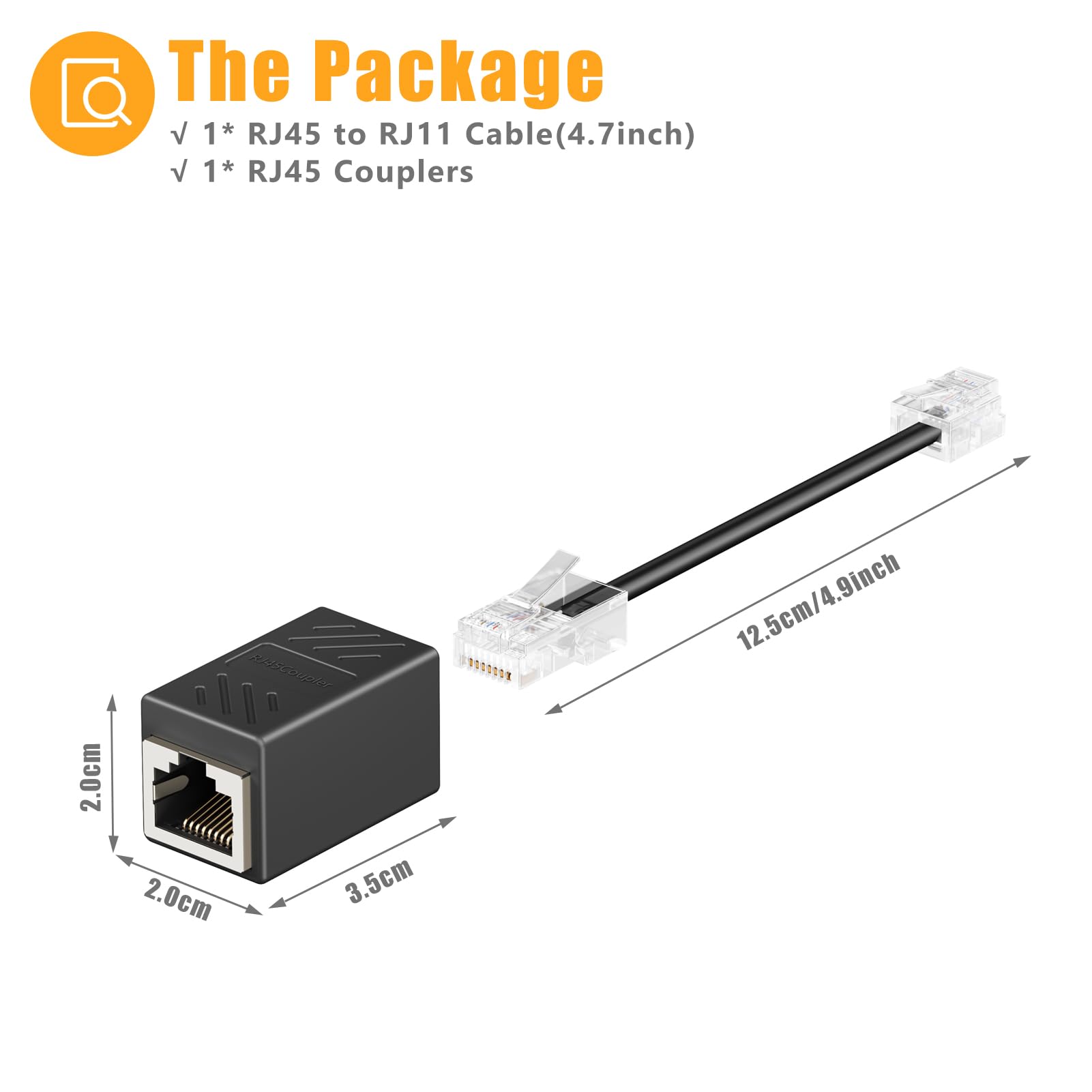 2 Pack Phone Jack Adapter For Internet 2 Pcs To Phone Adapter Telephone ...