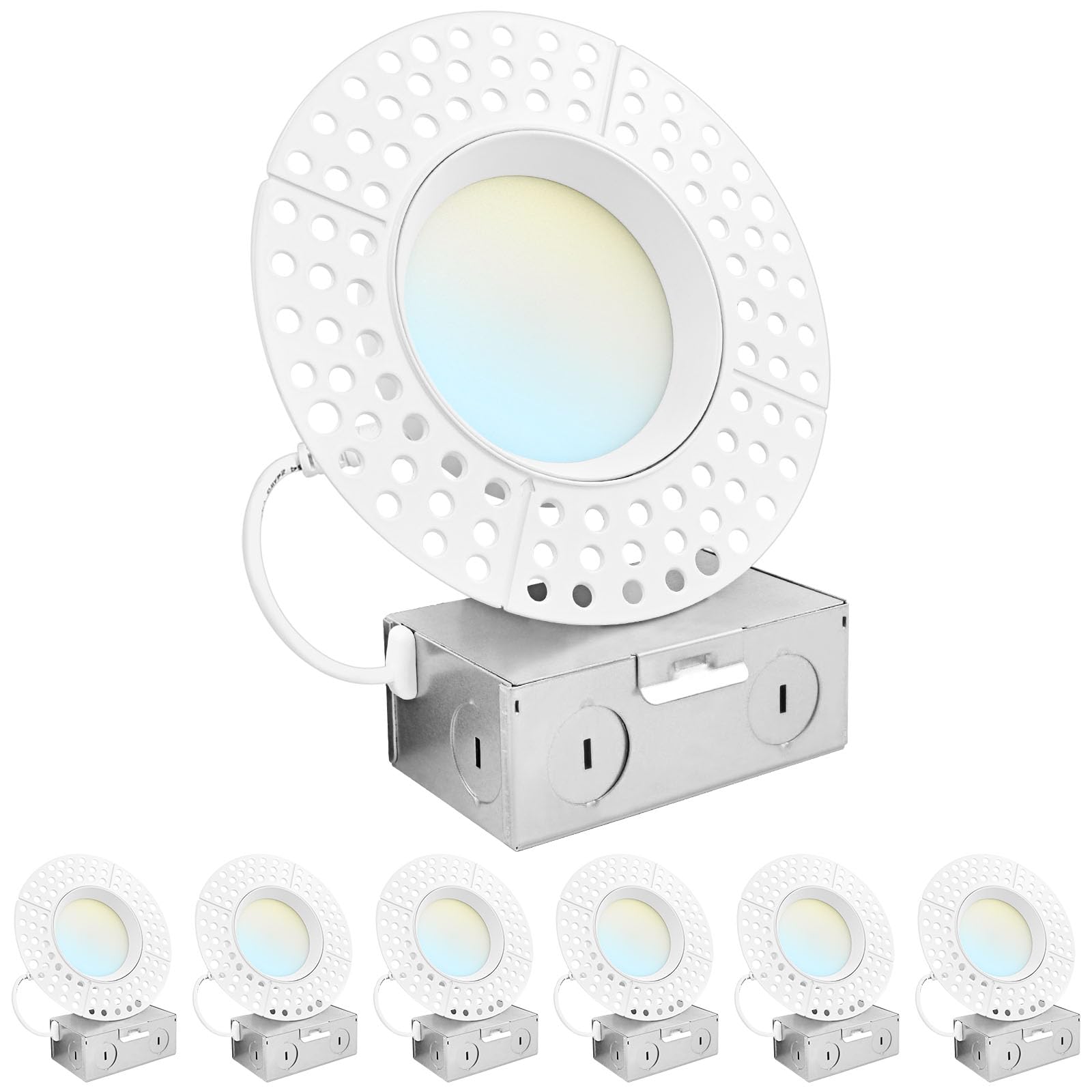 LUXRITE 4 Inch Trimless LED Recessed Lights with Junction Box, 5CCT ...