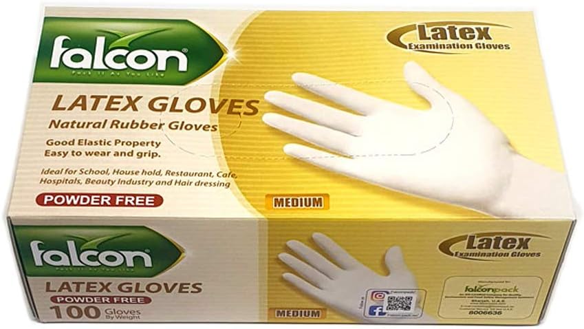 Falcon Latex Gloves Powder Free (Pack of 100): Buy Online at Best Price ...
