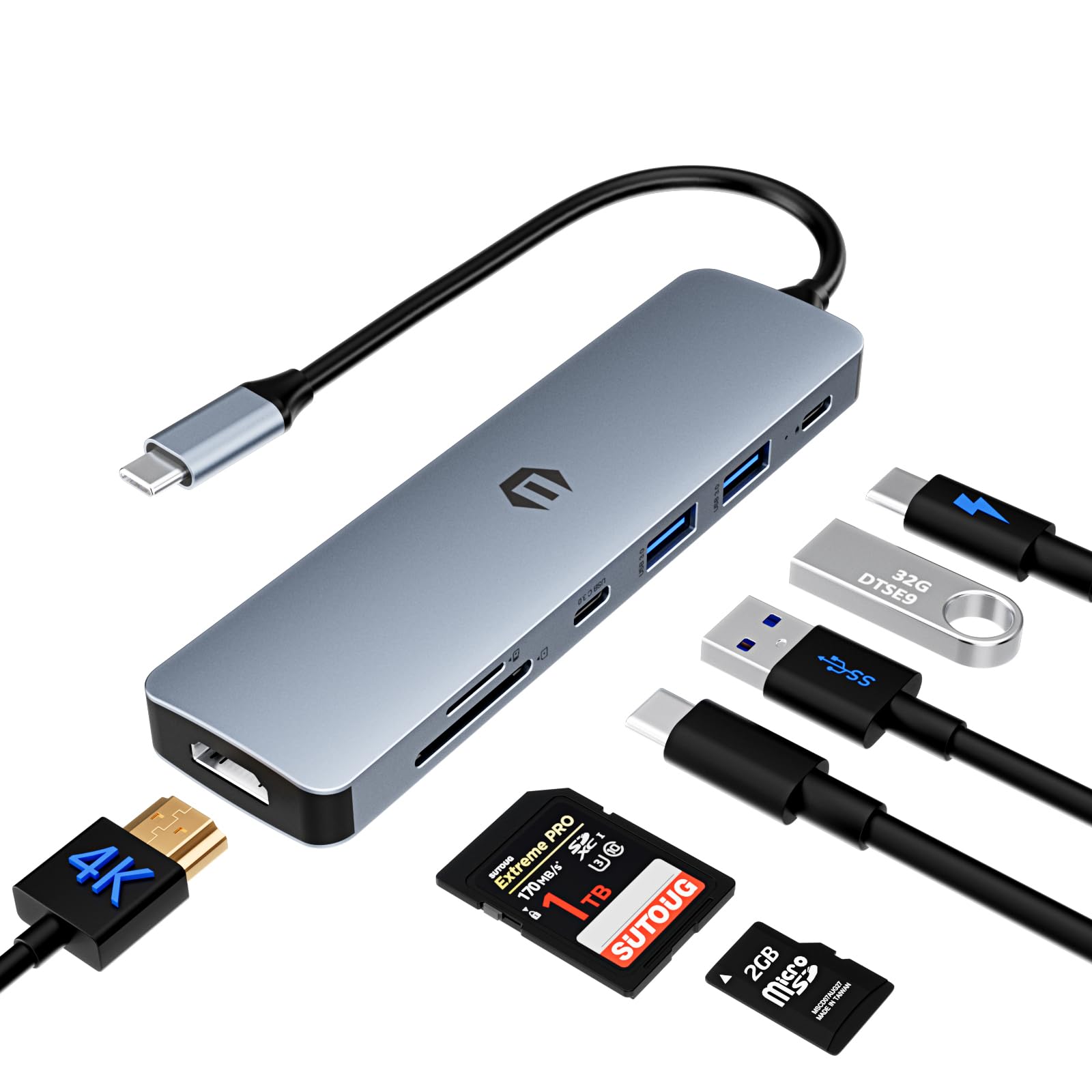 Amazon.com: Tiergrade USB C Hub Multiport Adapter, 7-in-1 USB C Docking ...