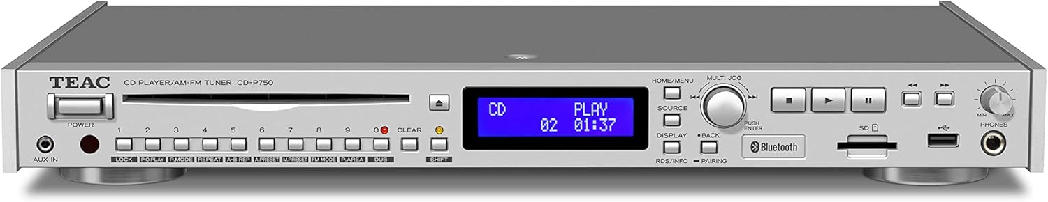 Amazon.co.jp: TEAC(ティアック) CD-P750-S シルバー CDプレーヤー/AM・FMチューナー Bluetooth SDカード/USBメモリー再生 ワイドFM対応 光 ...