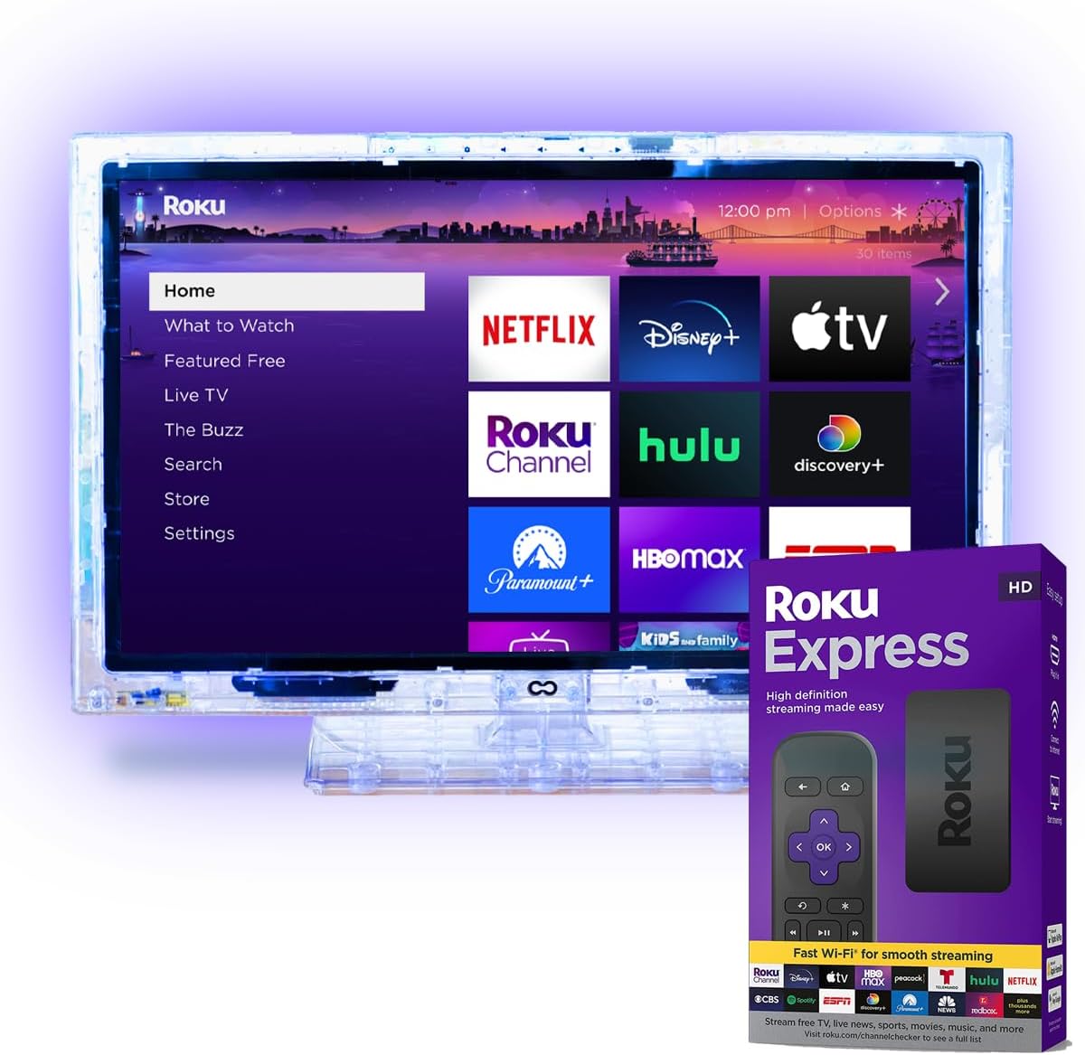 Amazon.com: 22-Inch Neon LED TV by Continu.us | ROKU Express HD Stick ...