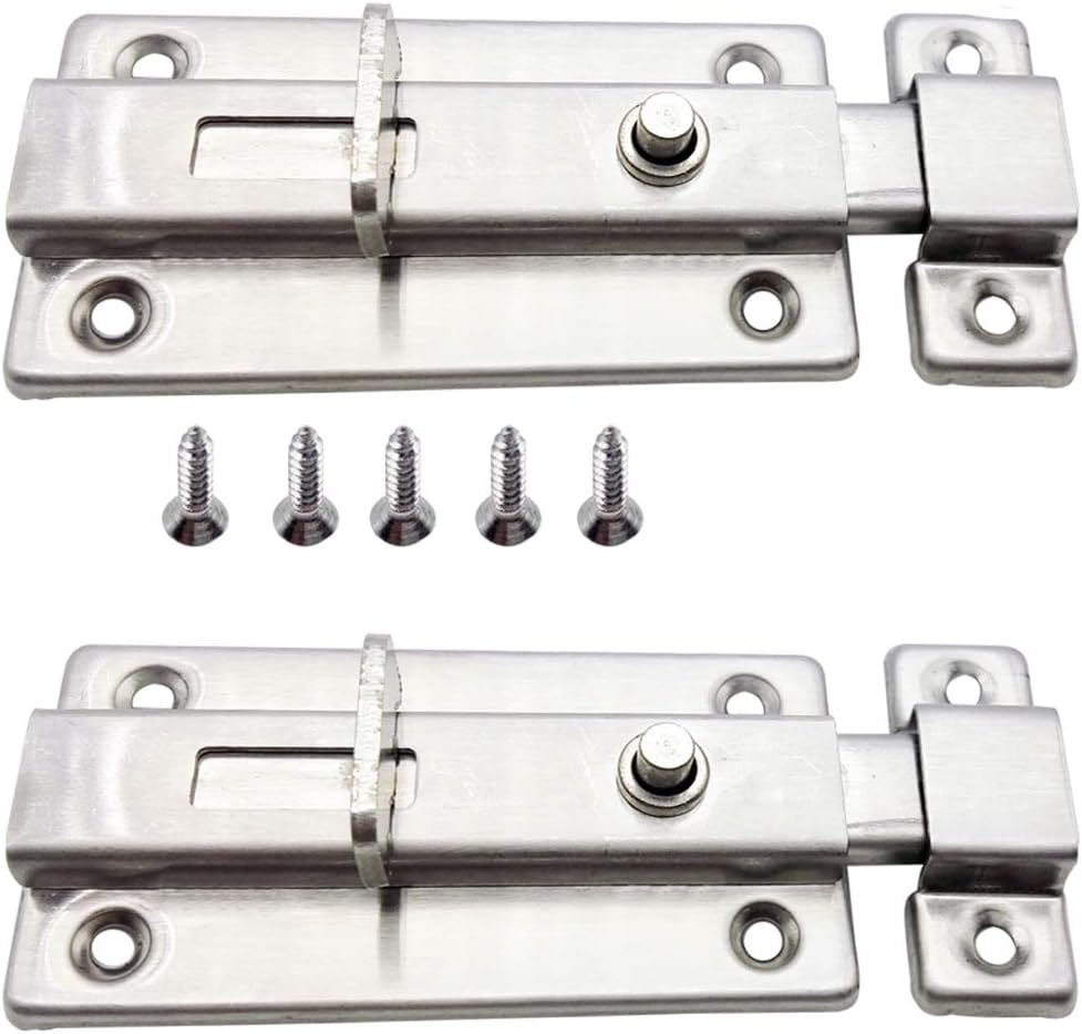 FF Elaine 2 Pcs 4 Inch Length Stainless Steel Door Latch Sliding Lock ...