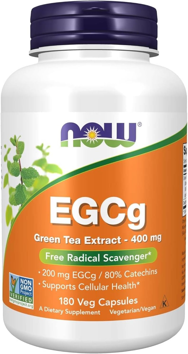NOW Supplements EGCg GreenTea Ext 400mg (EGCg 200mg) Capsules, 180 ...