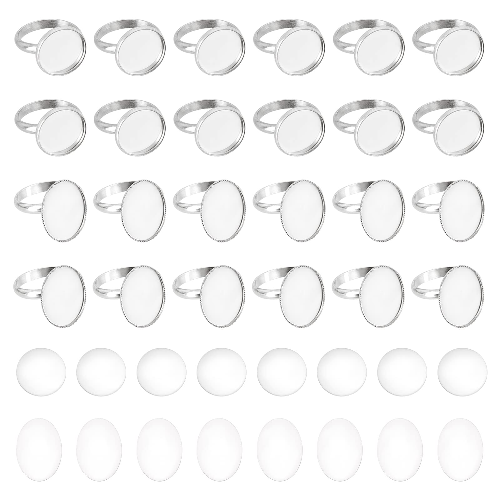 Amazon.com: DICOSMETIC 24Pcs 2 Styles Blank Rings Adjustable Ring Base ...