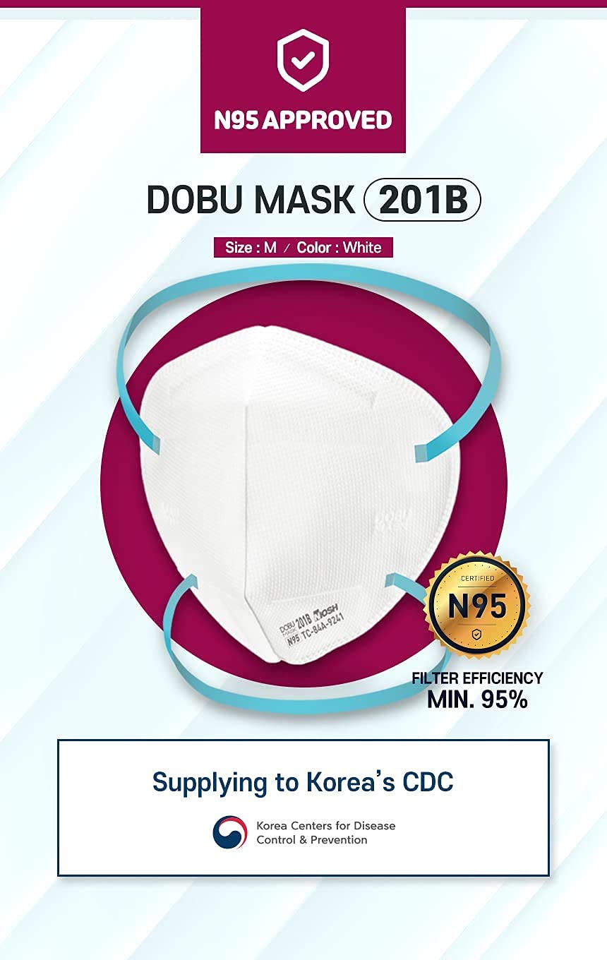 N95 Mask, DOBU NIOSH 2D Foldable Medium-Small Face Mask with soft nose ...
