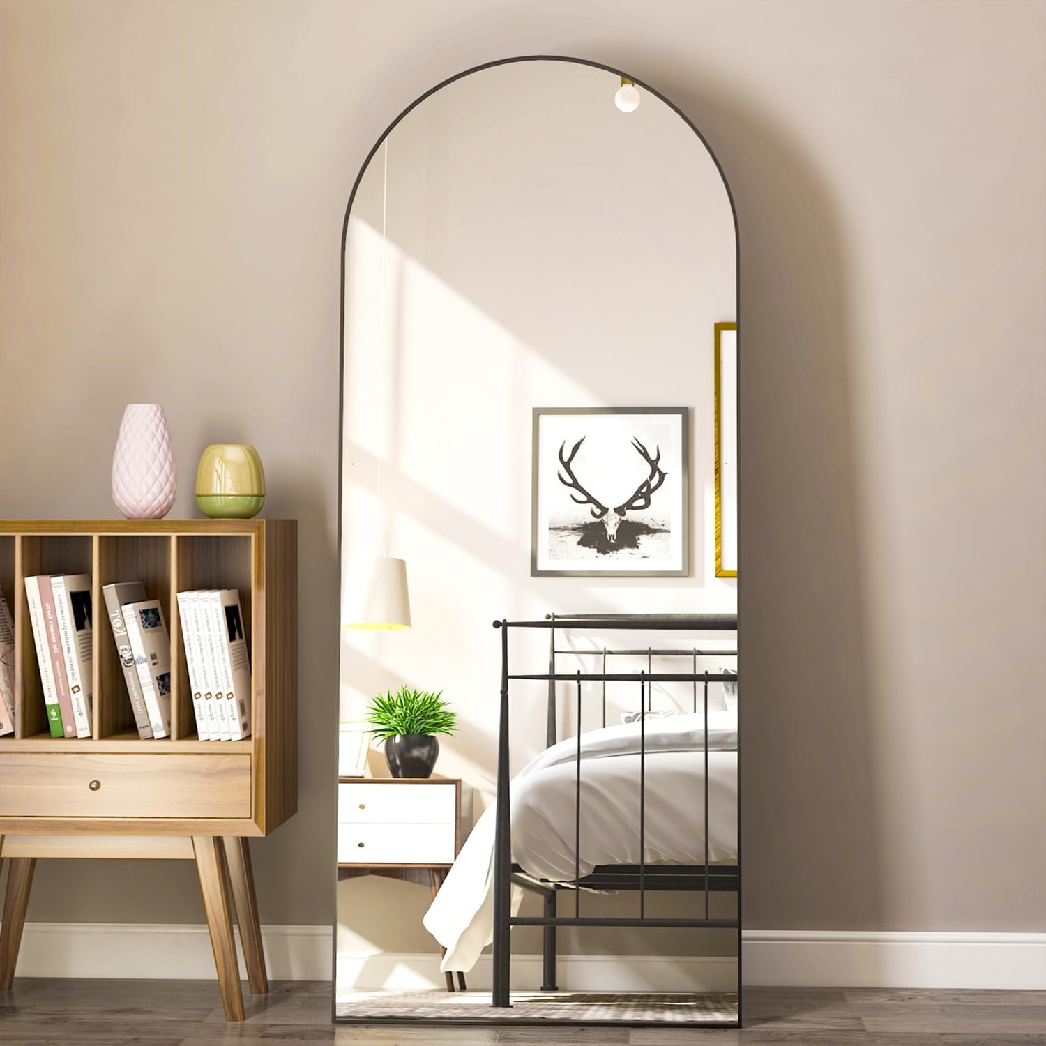 Amazon.com: AZODY Arched Mirror Full Length with Stand, 65" x 21" Black ...