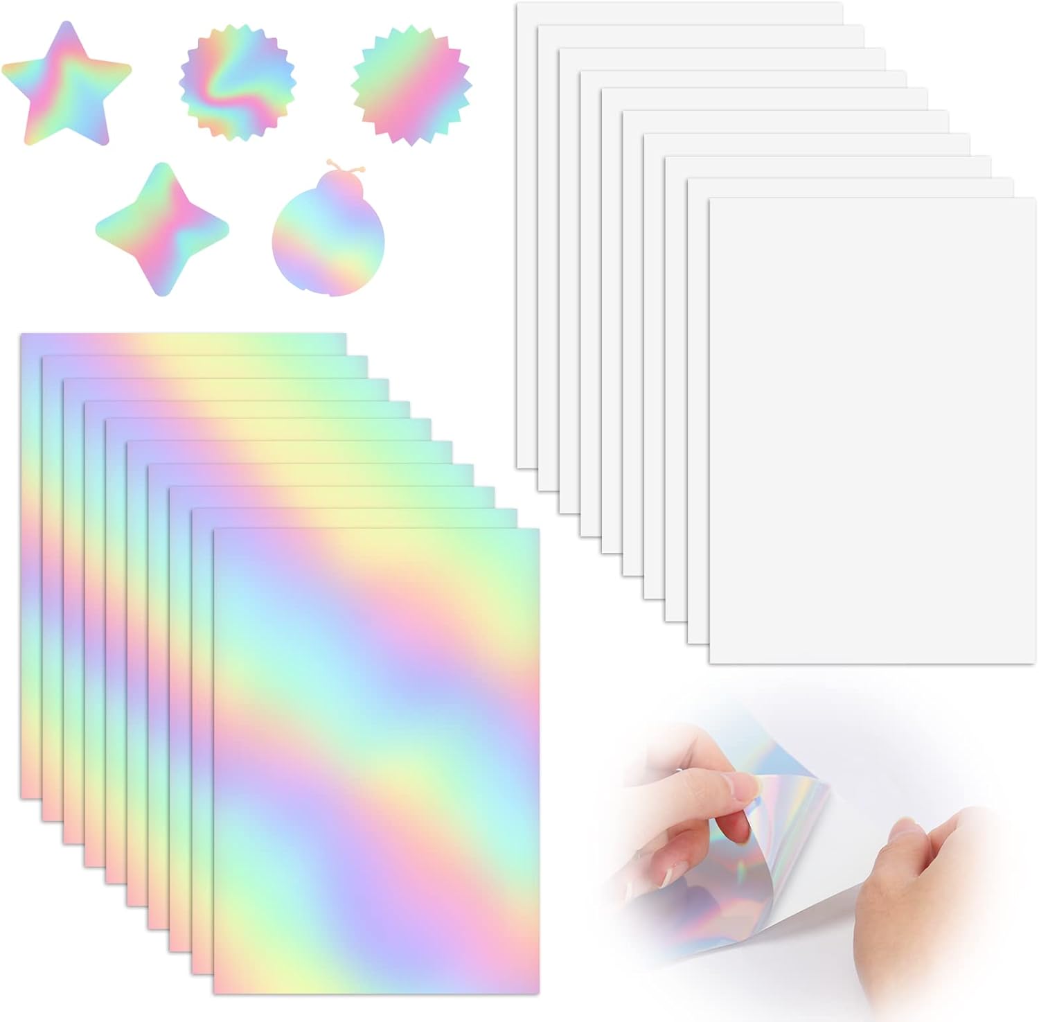 Vinyl Aufkleber Papier, 10 Blatt Weiß Bedruckbares Vinyl und 10 Blatt ...