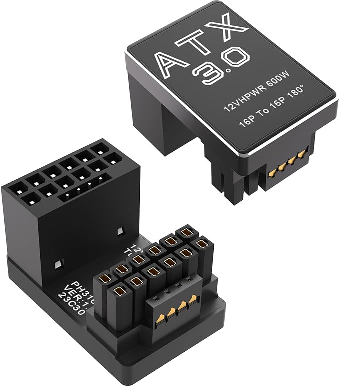 Amazon.com: 12VHPWR 180 Degree Angled Adapter: Aluminum ATX 3.0 16 Pin ...