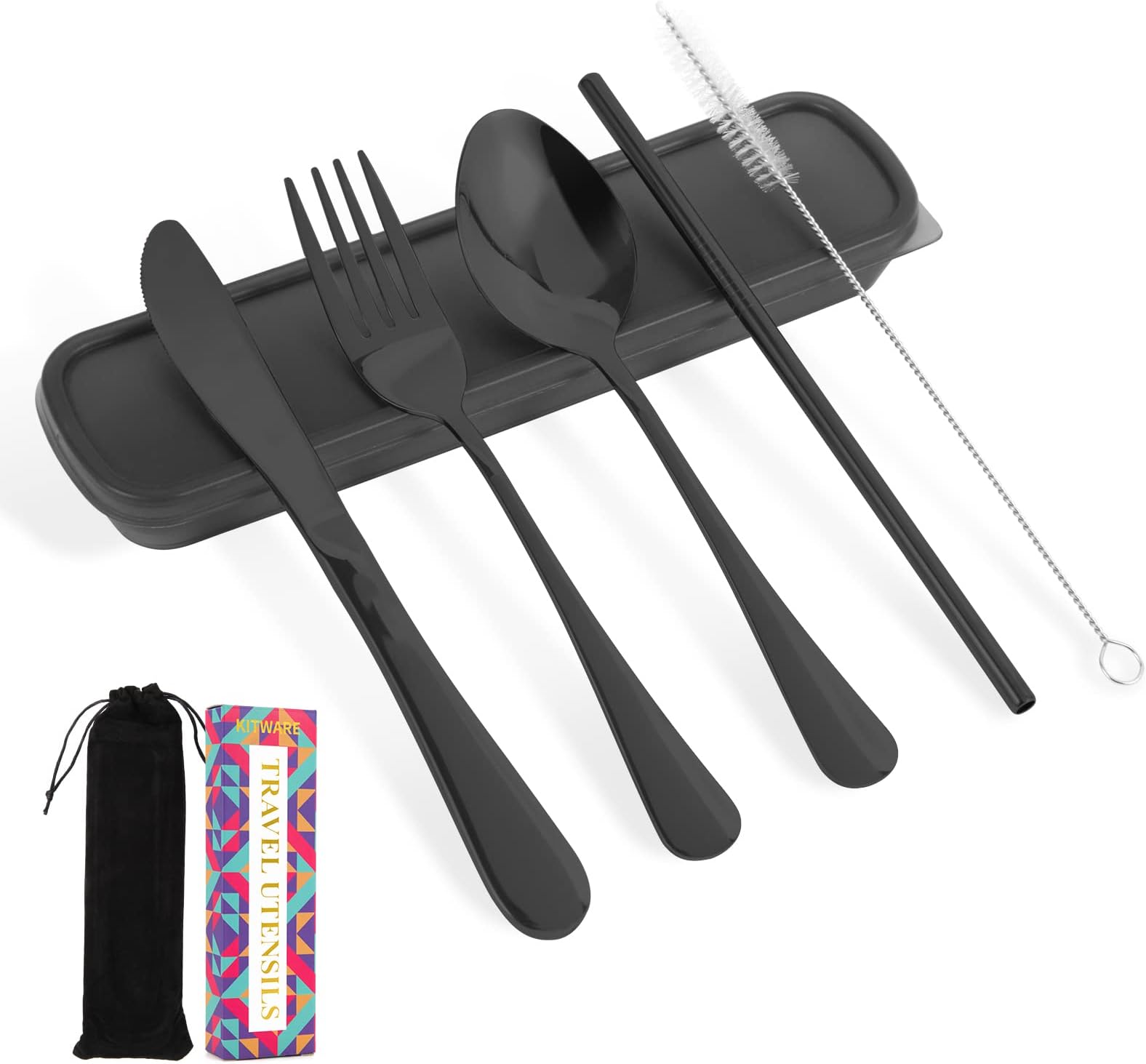 Amazon.com: Portable Travel Reusable Utensils Silverware with Case ...