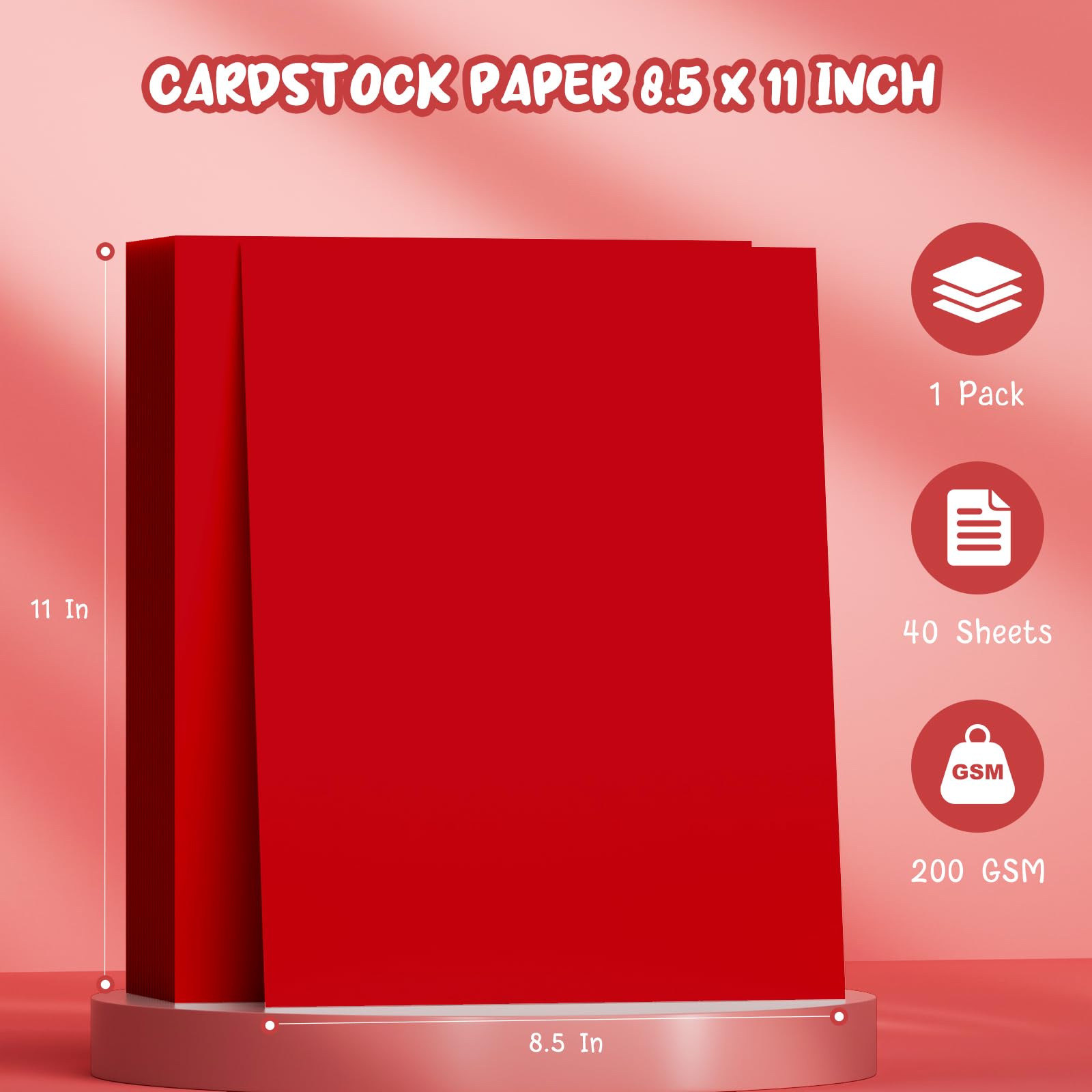 Snapklik.com : 40 Sheets Red Cardstock Paper 8.5 X 11, Christmas Card ...