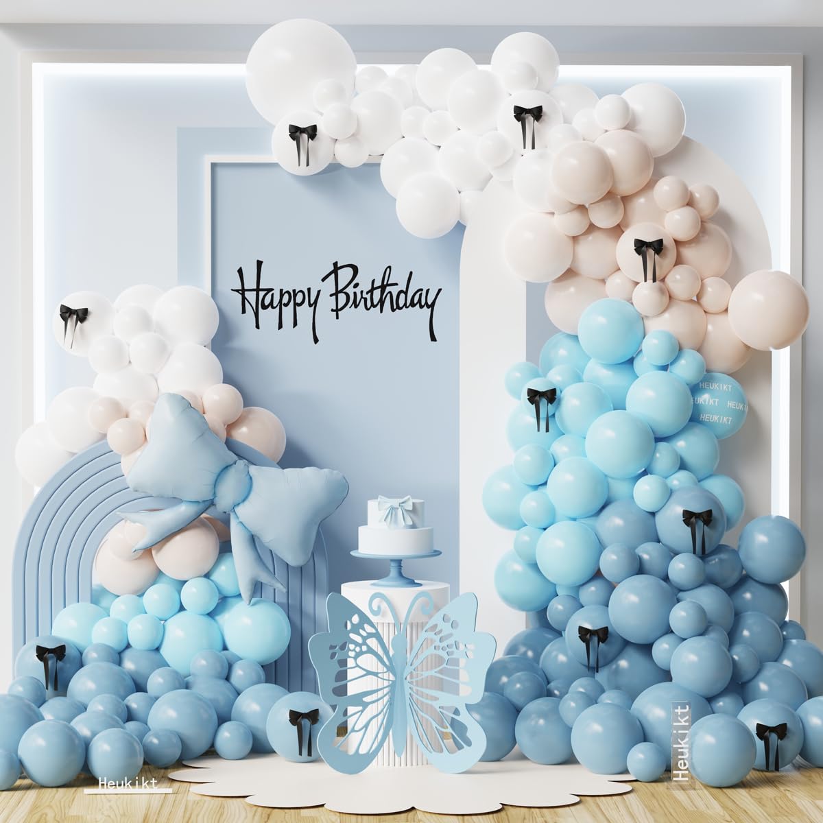 Amazon.com: 167Pcs Dusty Blue Bow Balloon Garland Arch Kit, Pastel Blue ...