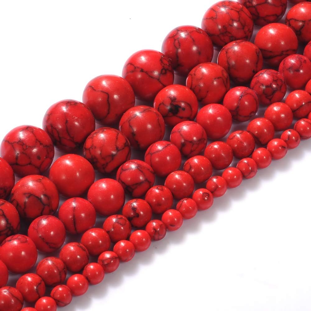 Natural Stone Beads 8mm Red Turquoise Gemstone Round Loose Beads ...