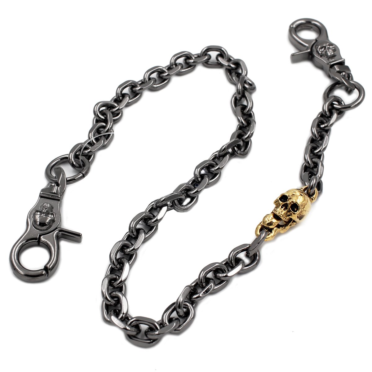 Amazon.com: UNIQSUM Gold Skull Charm Cut Leash Wallet Chain Biker Punk ...