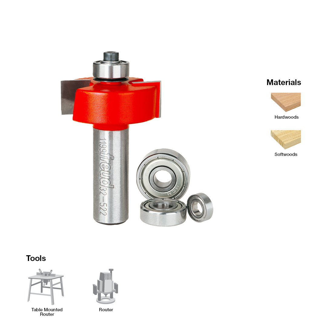 Snapklik.com : Freud 32-522: 5/16, 3/8, 7/16, 1/2 Depth Rabbeting Bit