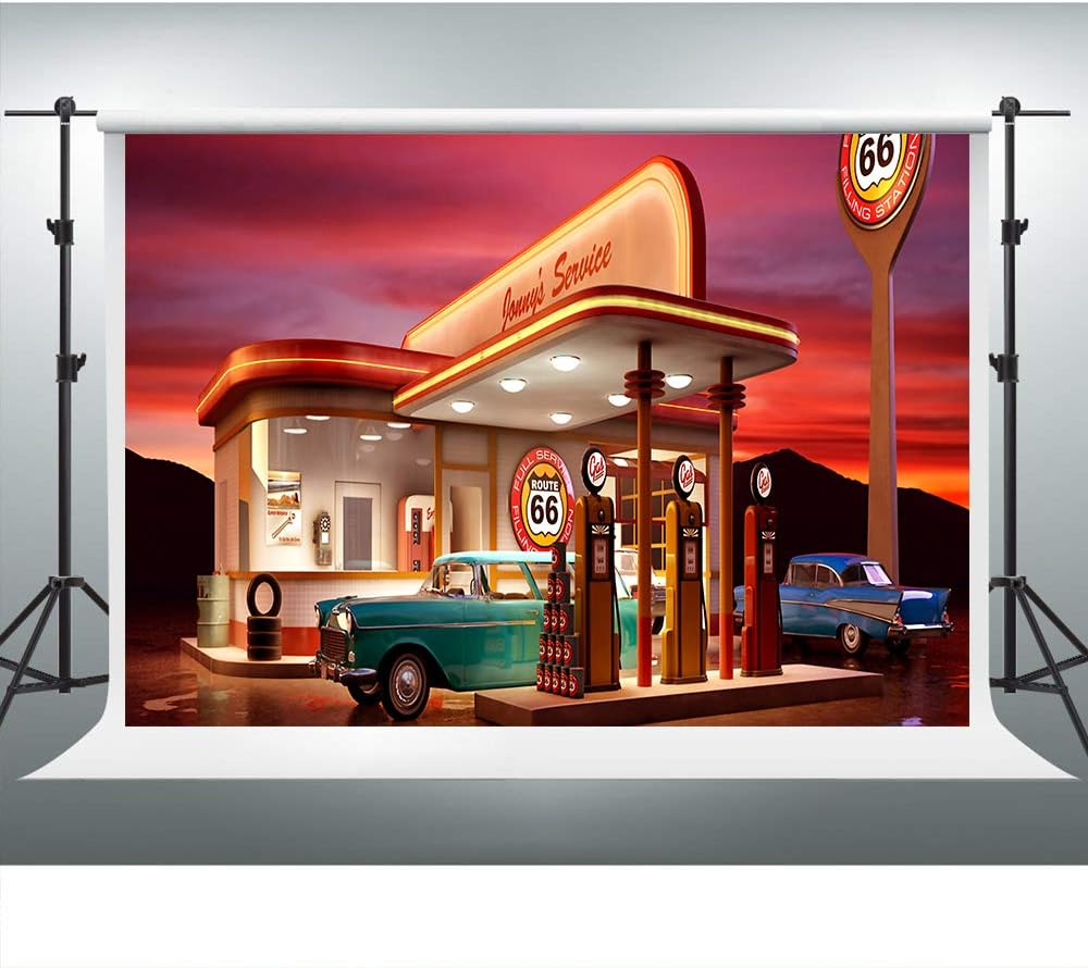 Amazon.com : VIDMOT 50's Rock Roll Diner Backdrop 1950s Vintage Car ...